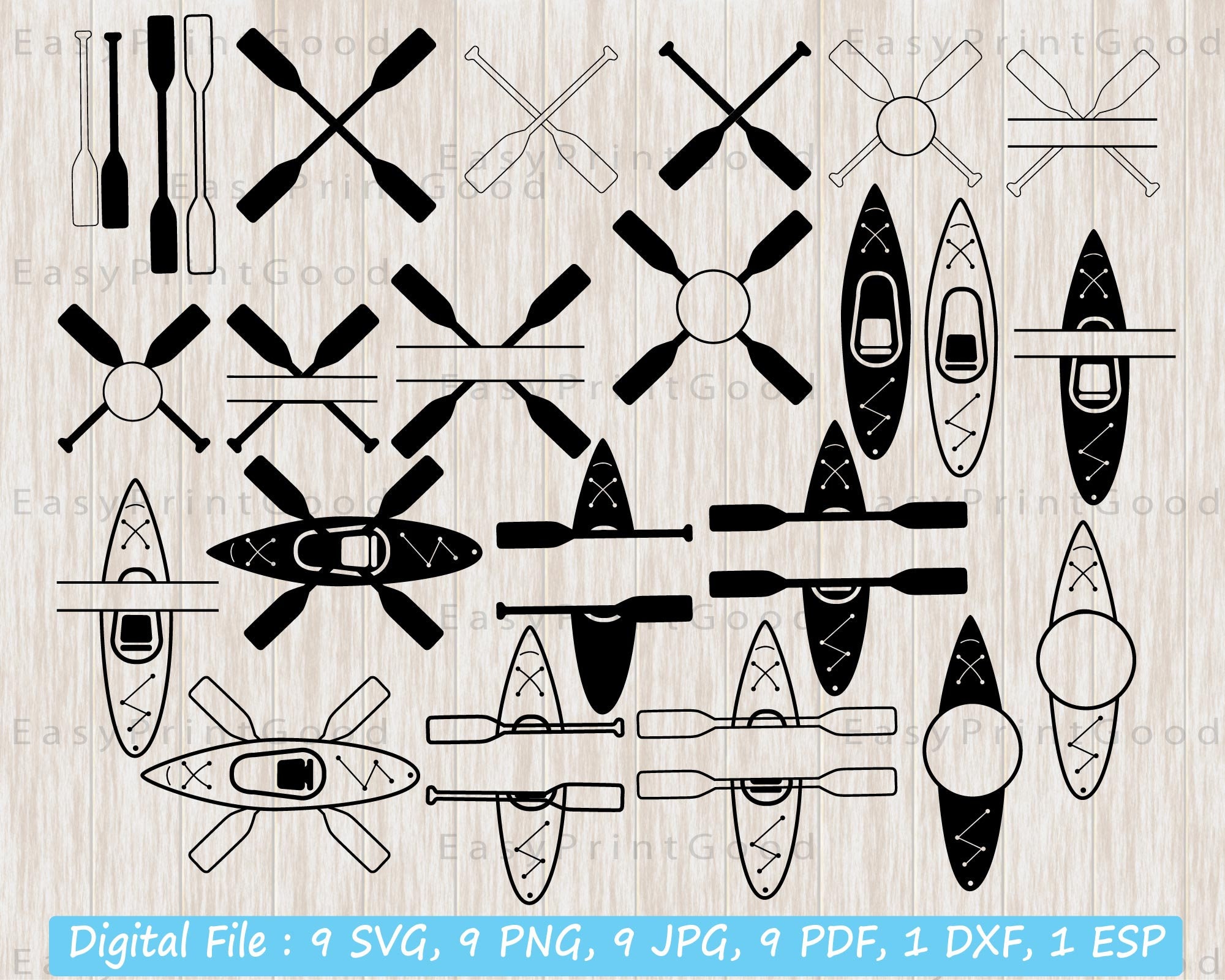 Kayak Monogram Frames Svg Kayak Svg Kayaker Clipart Kayak | Etsy