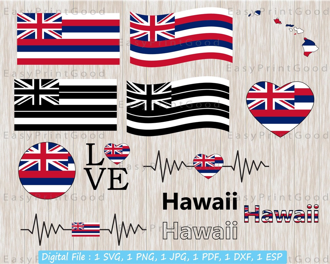 Hawaii Flag SVG Bundle: State Flag, Heart, & More (digital Download) - Etsy