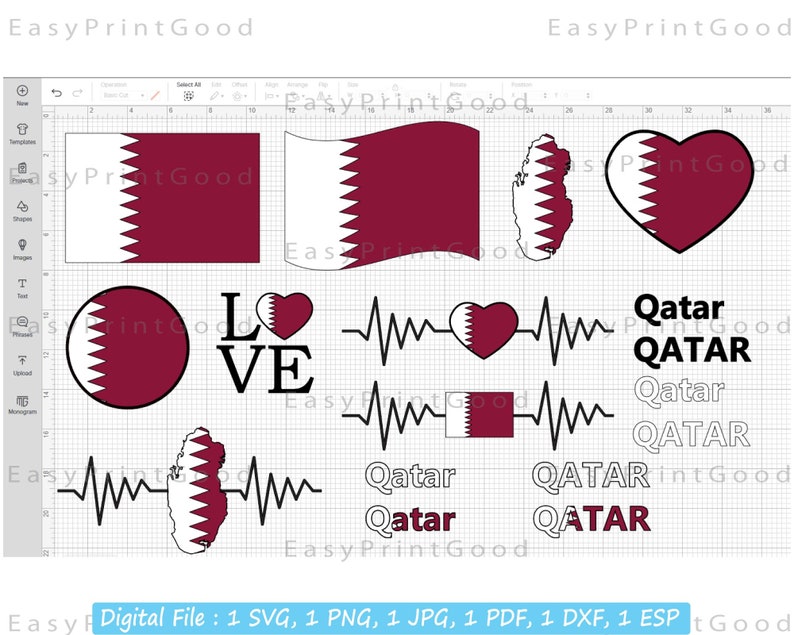 Qatar Flag Svg Bundle Qatar Name Qatar National Nation - Etsy