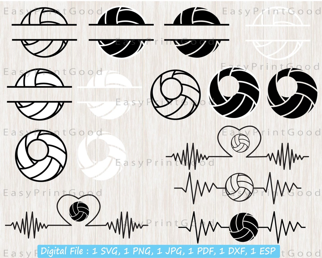 Volleyball SVG Bundle: Monogram Frame, Split Frame, Cut File (digital ...