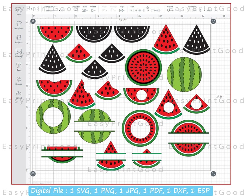 Watermelon SVG Bundle: Summer Fruit Clipart, Monogram Frame (cut File ...