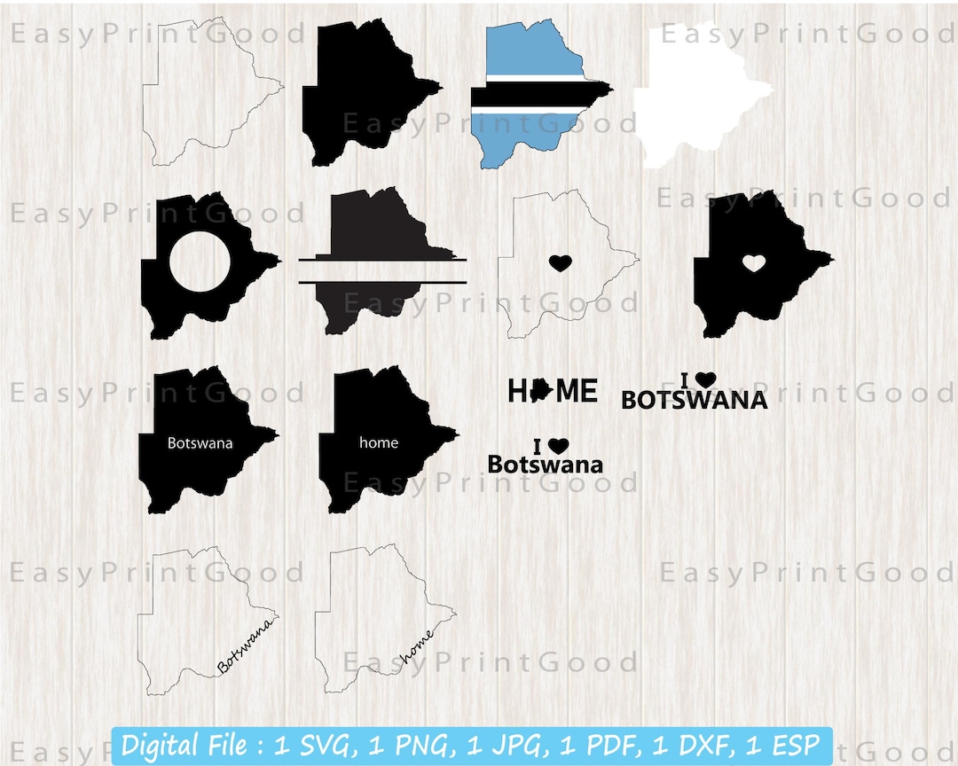 Botswana Svg Bundle, Botswana Svg, Botswana Outline, Botswana Map Svg ...