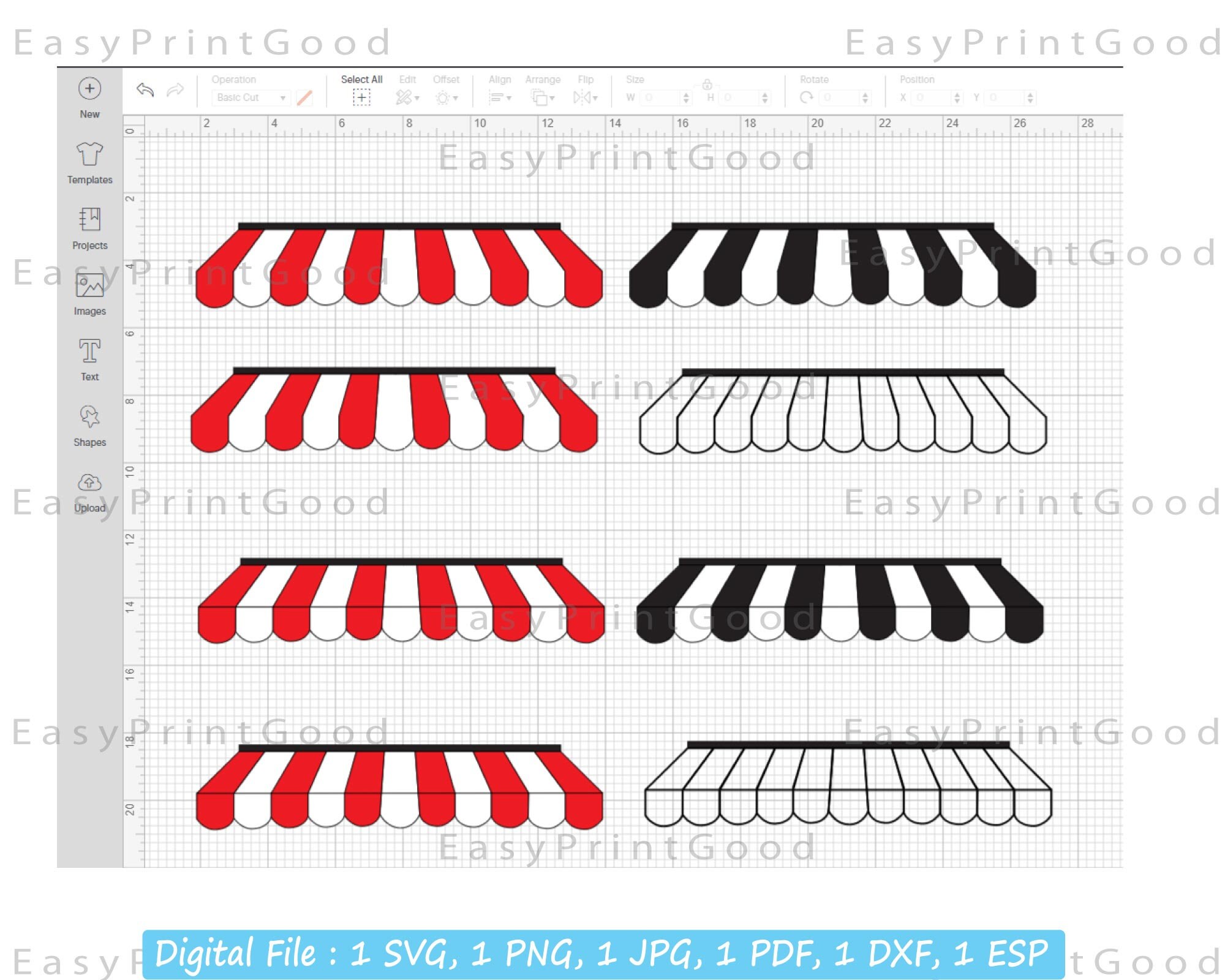 Striped Awnings Svg Border Strip Svg Storefront Shop - Etsy Australia