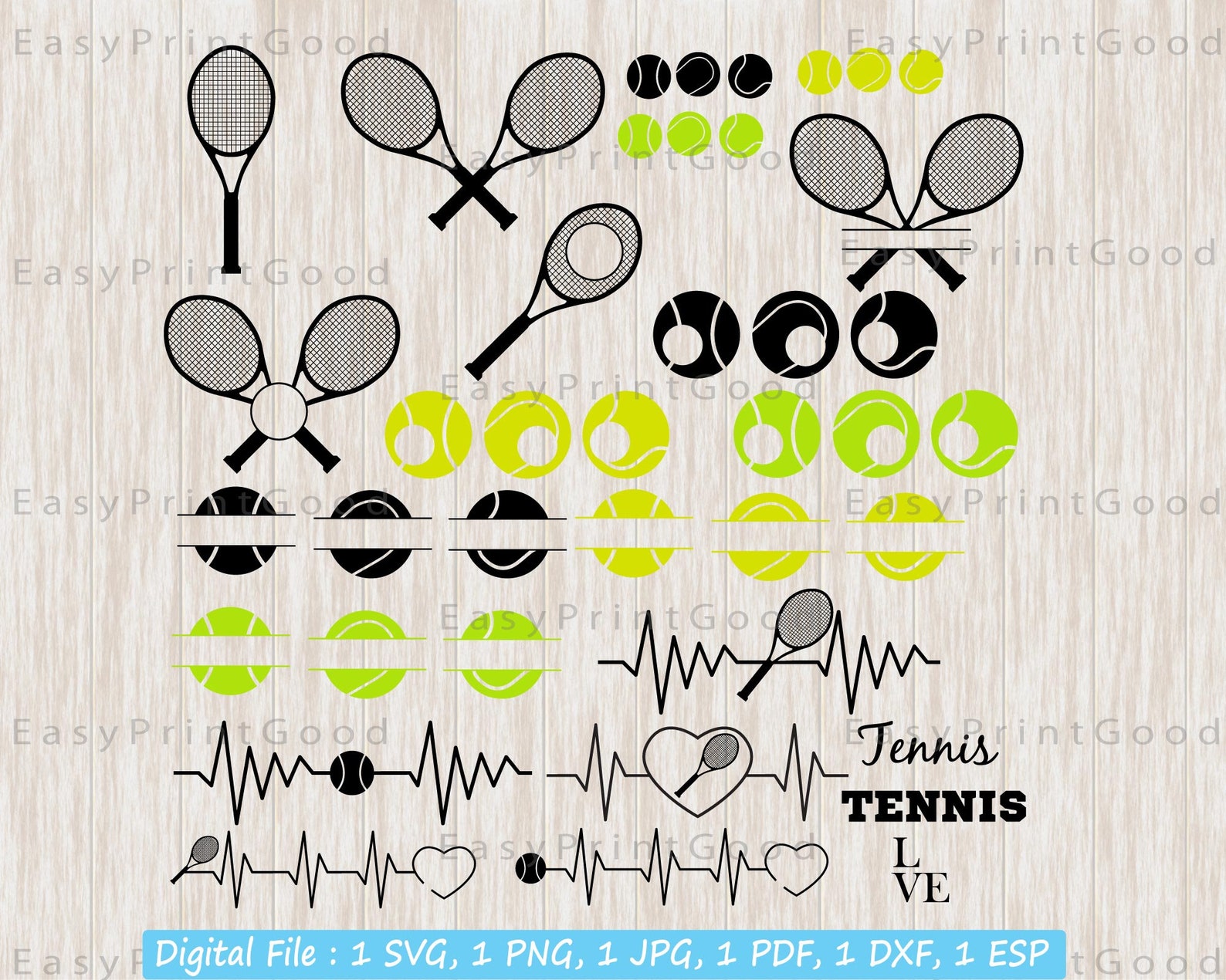 Tennis Racket Svg Tennis Racket Clipart Tennis Heartbeat - Etsy