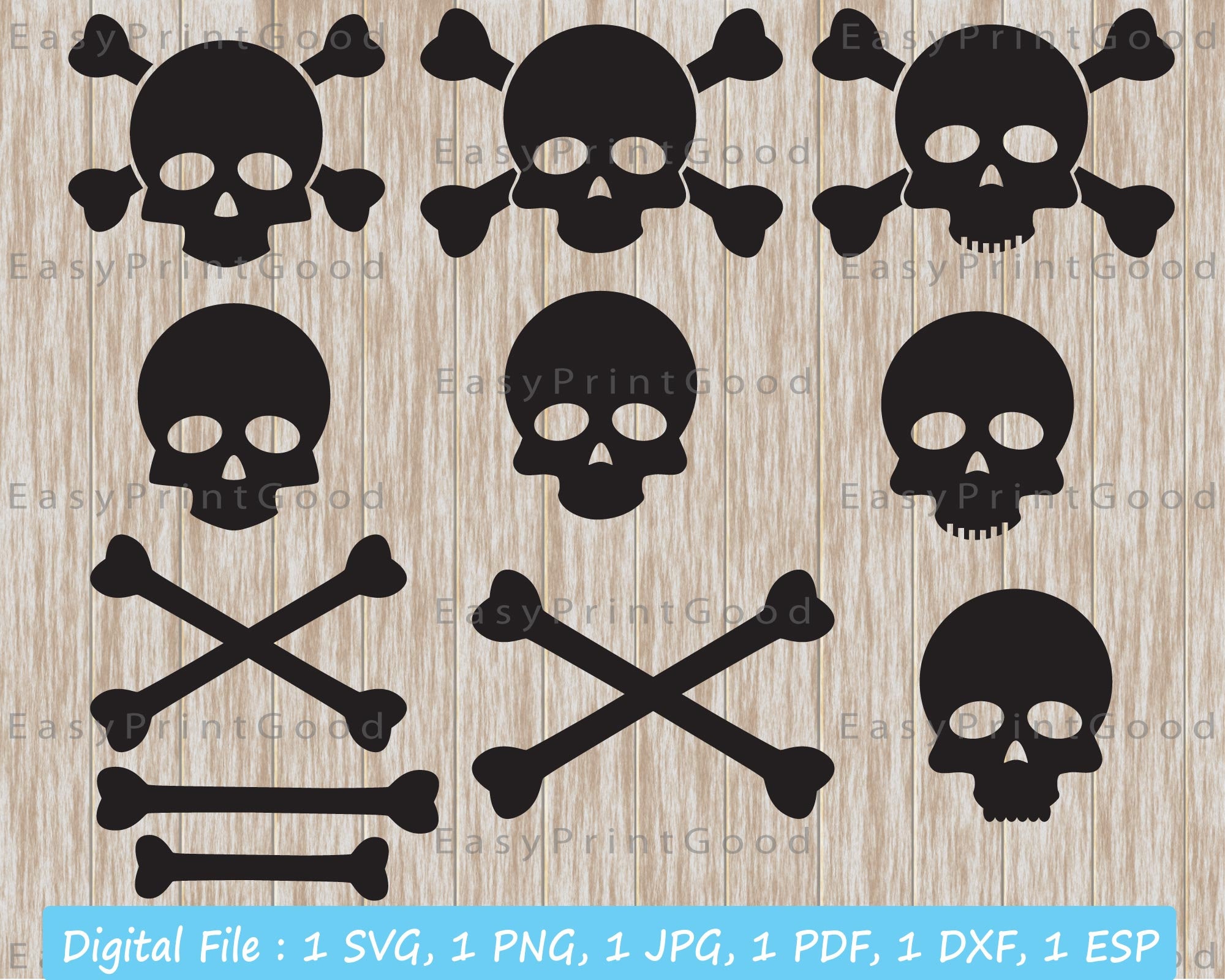 Skull and Cross Bones Svg Skull Svg Bundle Skull and Cross | Etsy