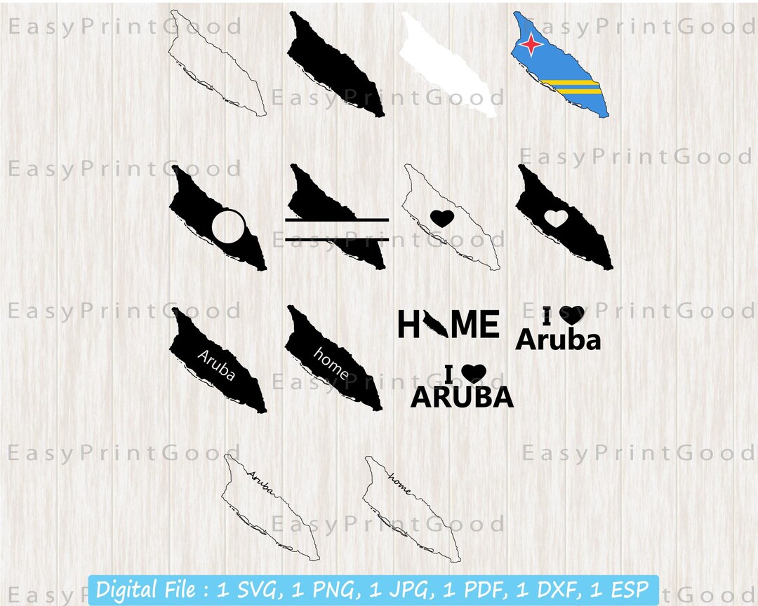Aruba Map SVG Bundle: Flag, Outline, Monogram Frame (cut Files) - Etsy