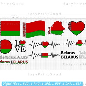 Belarus Flag Bundle Svg, Belarus Flag, Belarus Country Banner, Love ...