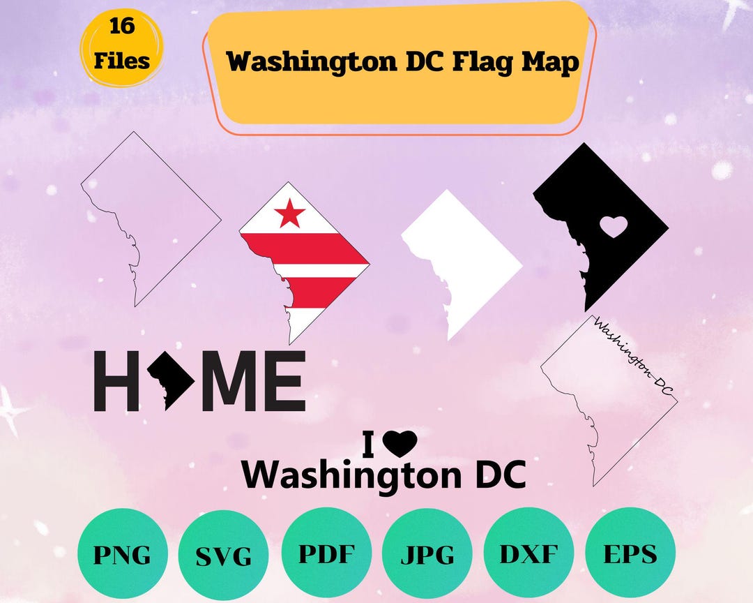 Washington DC Flag Map, Washington DC Svg, District of Columbia United ...