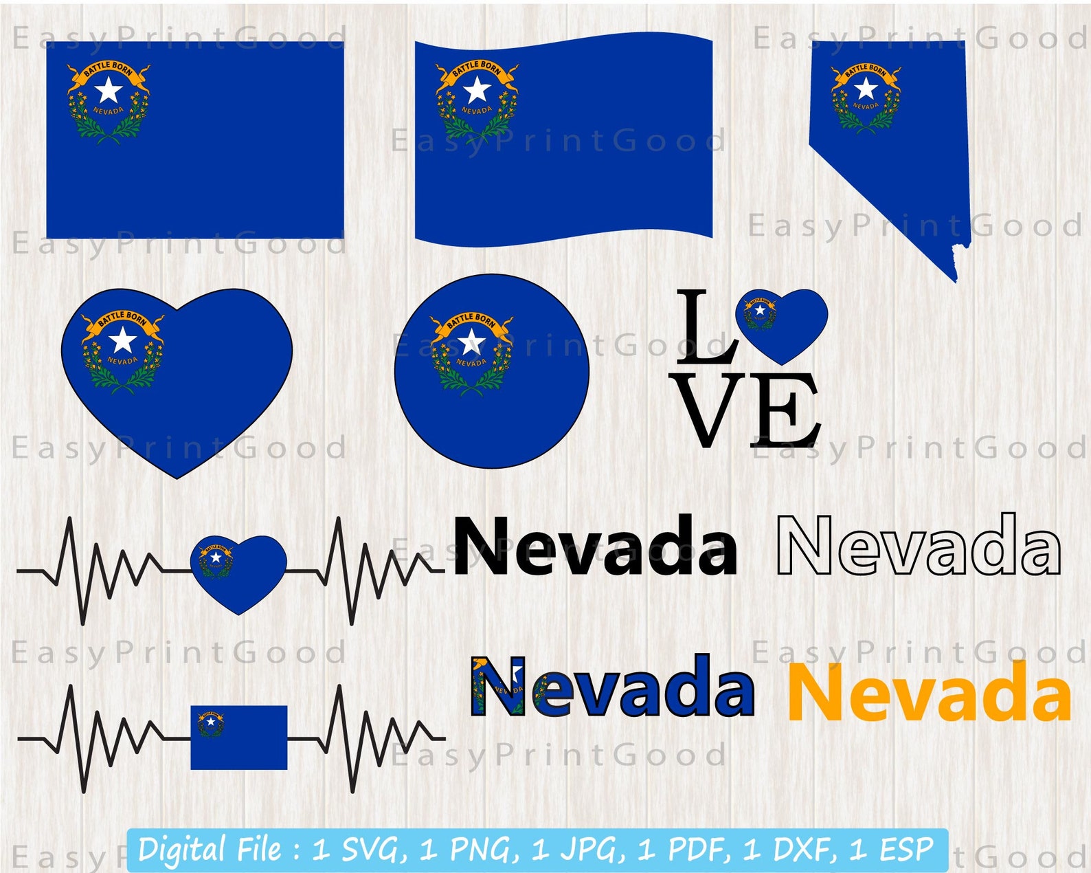 Nevada Flag Bundle Svg Nevada State Svg Love Nevada Svg | Etsy