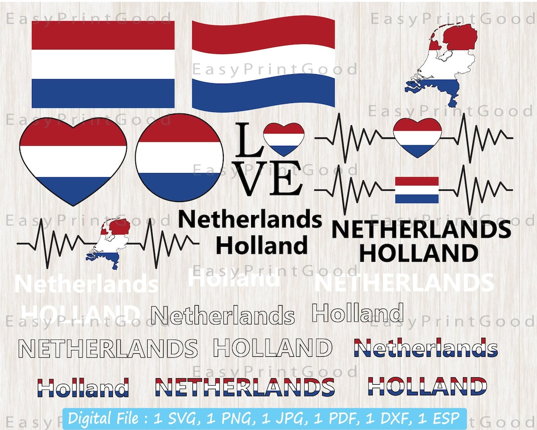 Netherlands Flag Svg Bundle, Netherlands National Flag, Holland Map ...