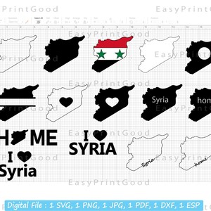 Syria SVG Bundle, Syrian Map, Syria Map Svg, Syria Clipart, Outline ...