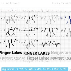 Finger Lakes Svg Bundle, Finger Lakes Outline, Love, Clipart, Monogram ...