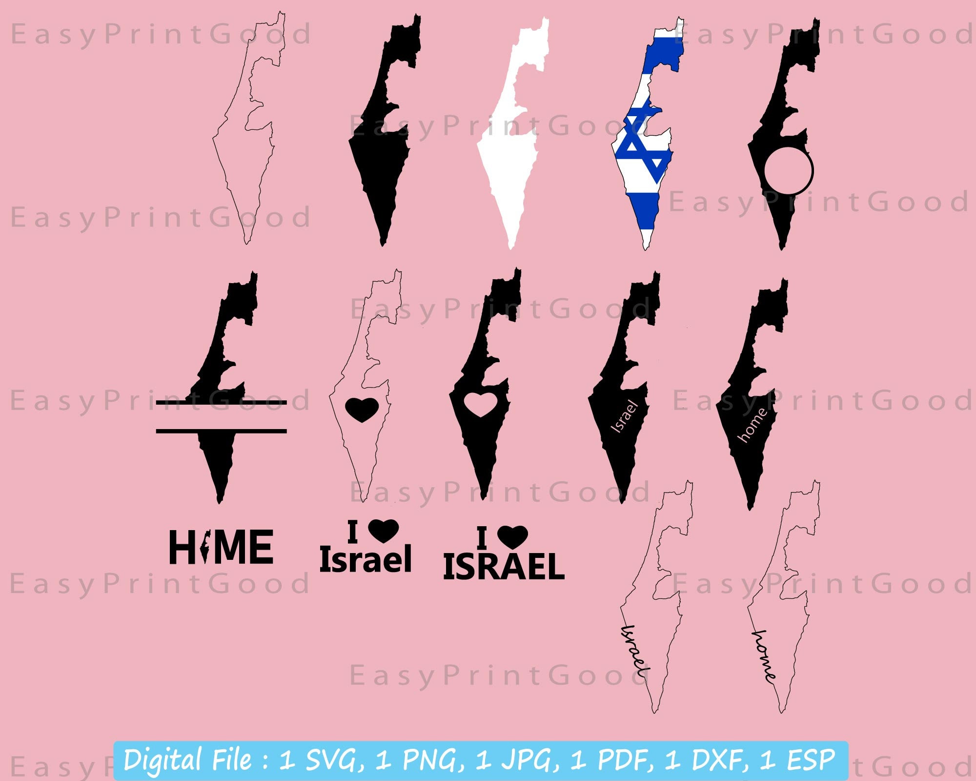 Israel Svg Bundle Israel Outline Svg Israel Map Svg Home - Etsy