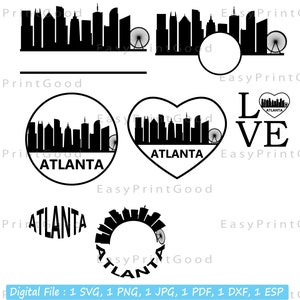 Atlanta Frame Svg Bundle, Atlanta Svg, Georgia Usa Skyline Cityscape ...