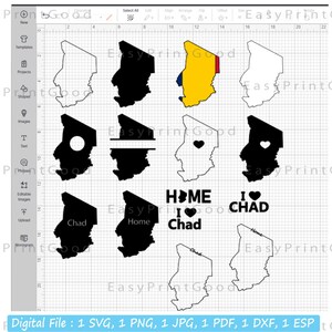 Chad Svg Bundle, Chad Clipart, Chad Map Svg, Chad Country Map Outline ...