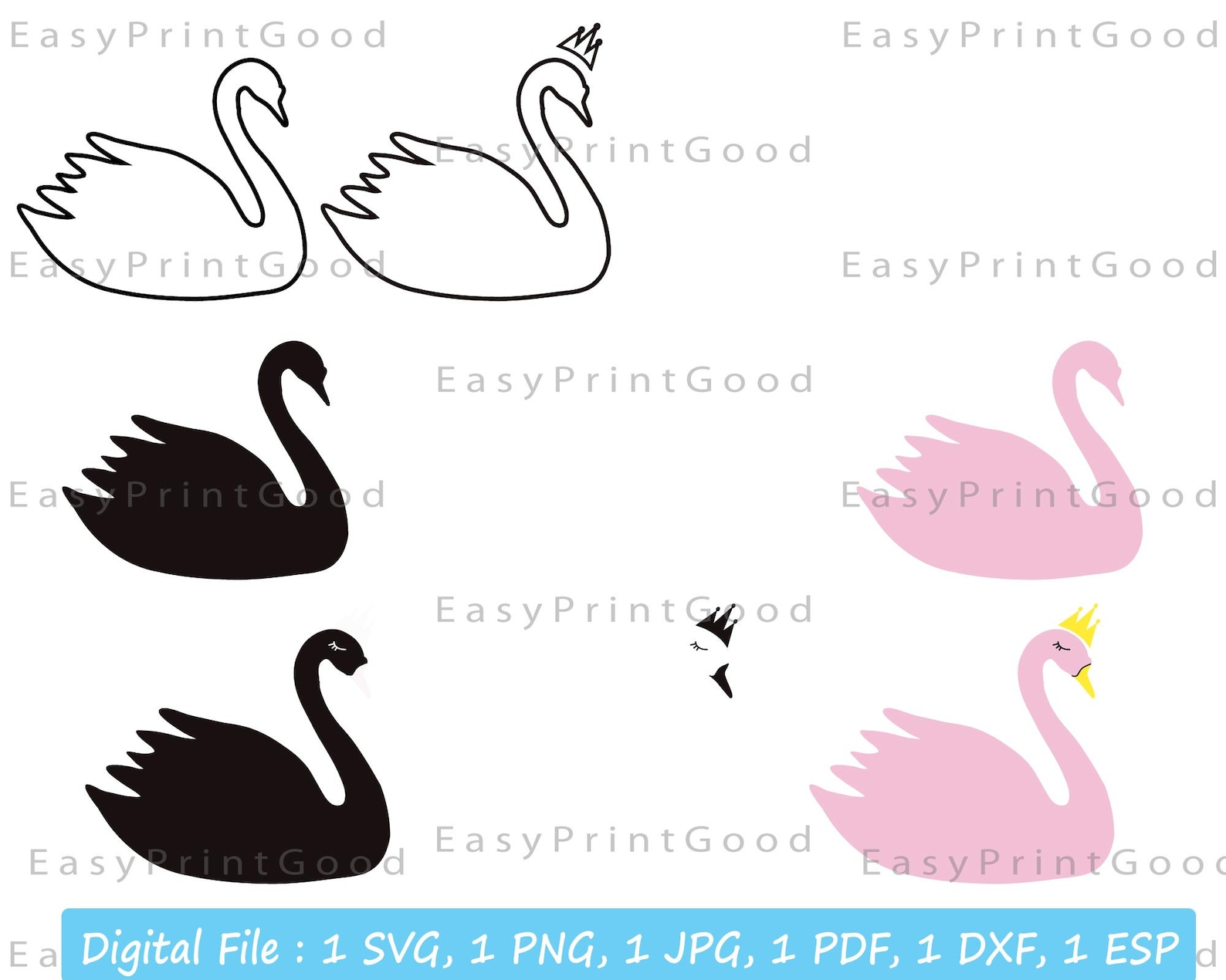 Royal Swan Svg Swan Svg Swans Cricut Royal Swan Clipart Royal - Etsy