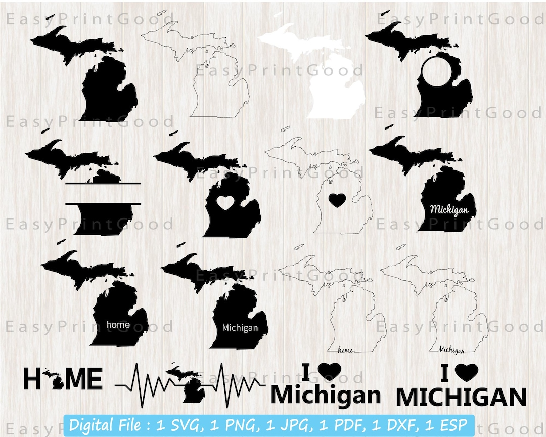 Michigan SVG Bundle, Michigan Svg, Michigan State Clipart, Michigan Map ...