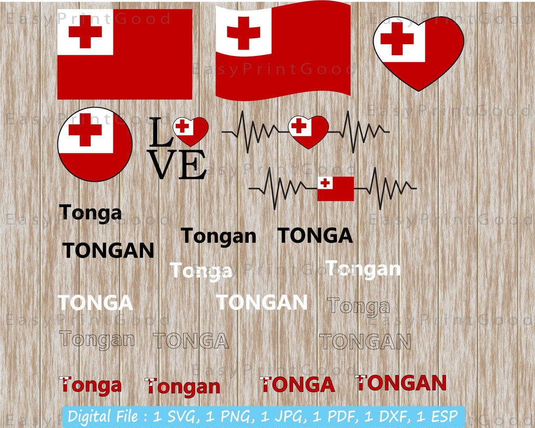 Tonga Flag SVG Bundle: Tongan National Banner, Heart Map (cut File) - Etsy