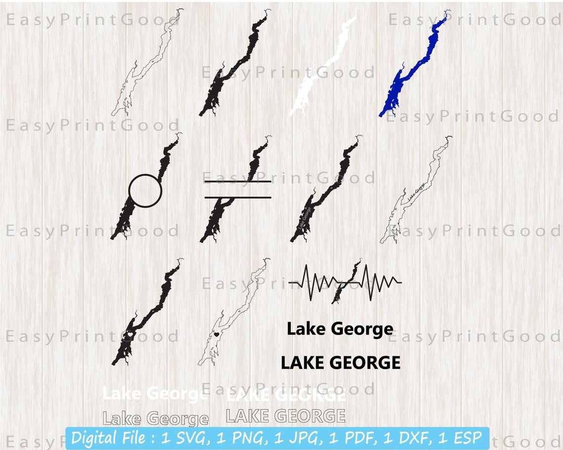 Lake George Svg Bundle Lake George New York Map Outline Svg - Etsy