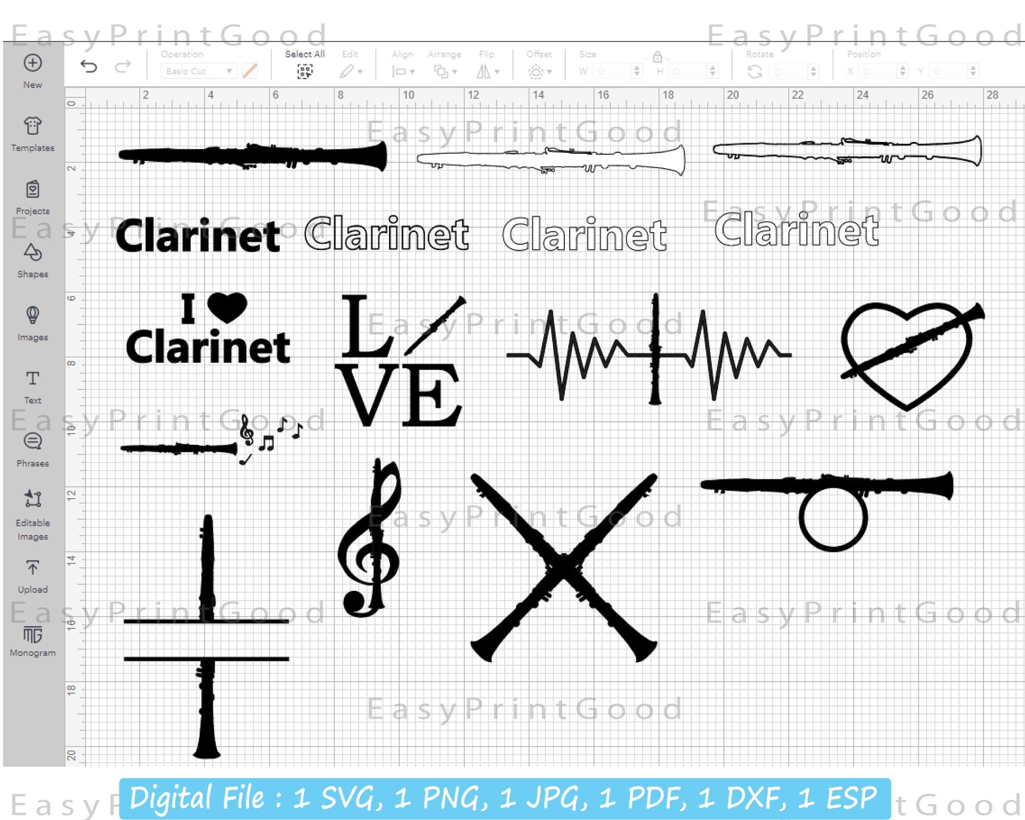 Clarinet Bundle Svg Clarinet Clipart Band Jazz Clarinet - Etsy