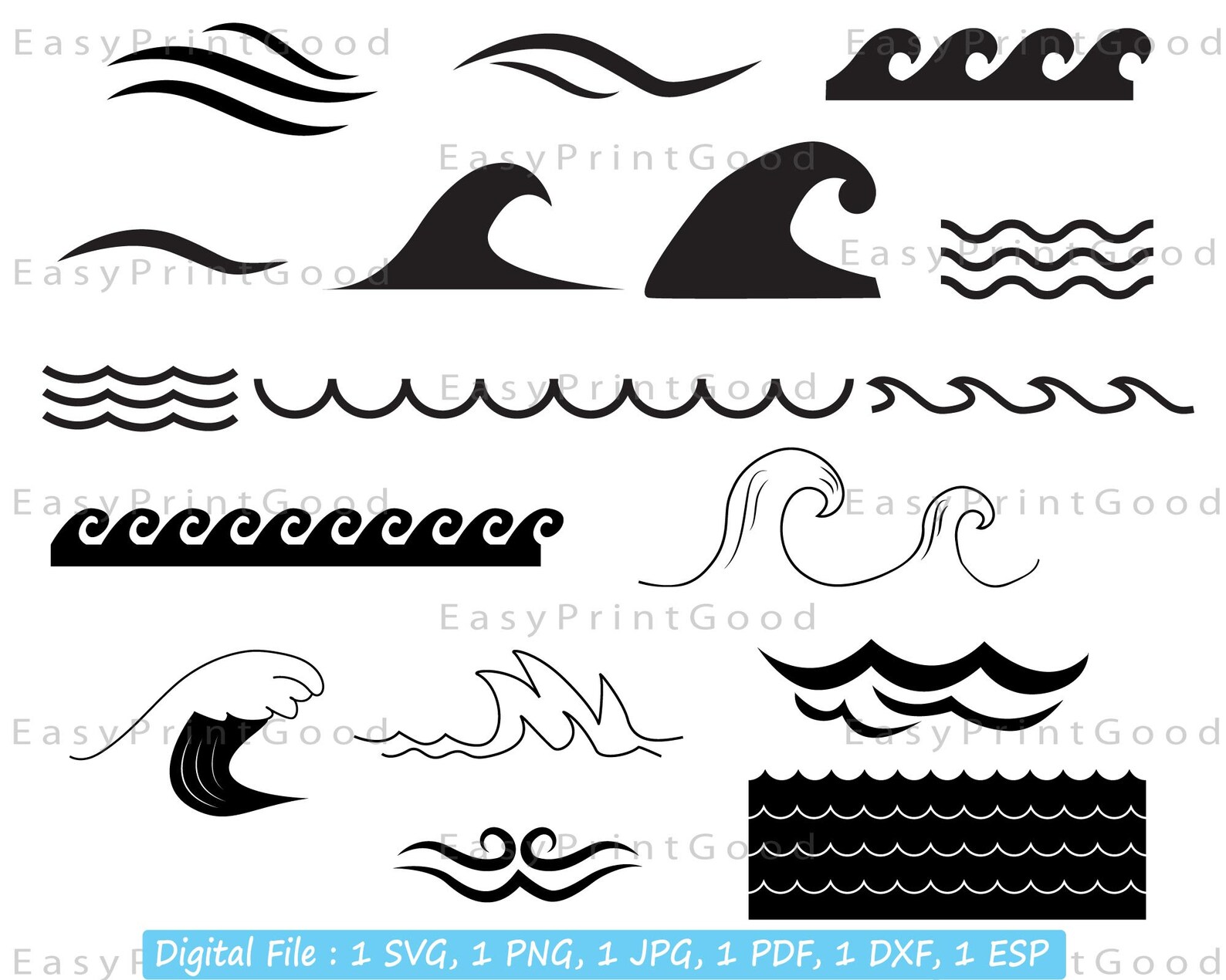 Wave Svg Bundle Waves Svg Ocean Waves Svg Bear Paw Clipart | Etsy Canada
