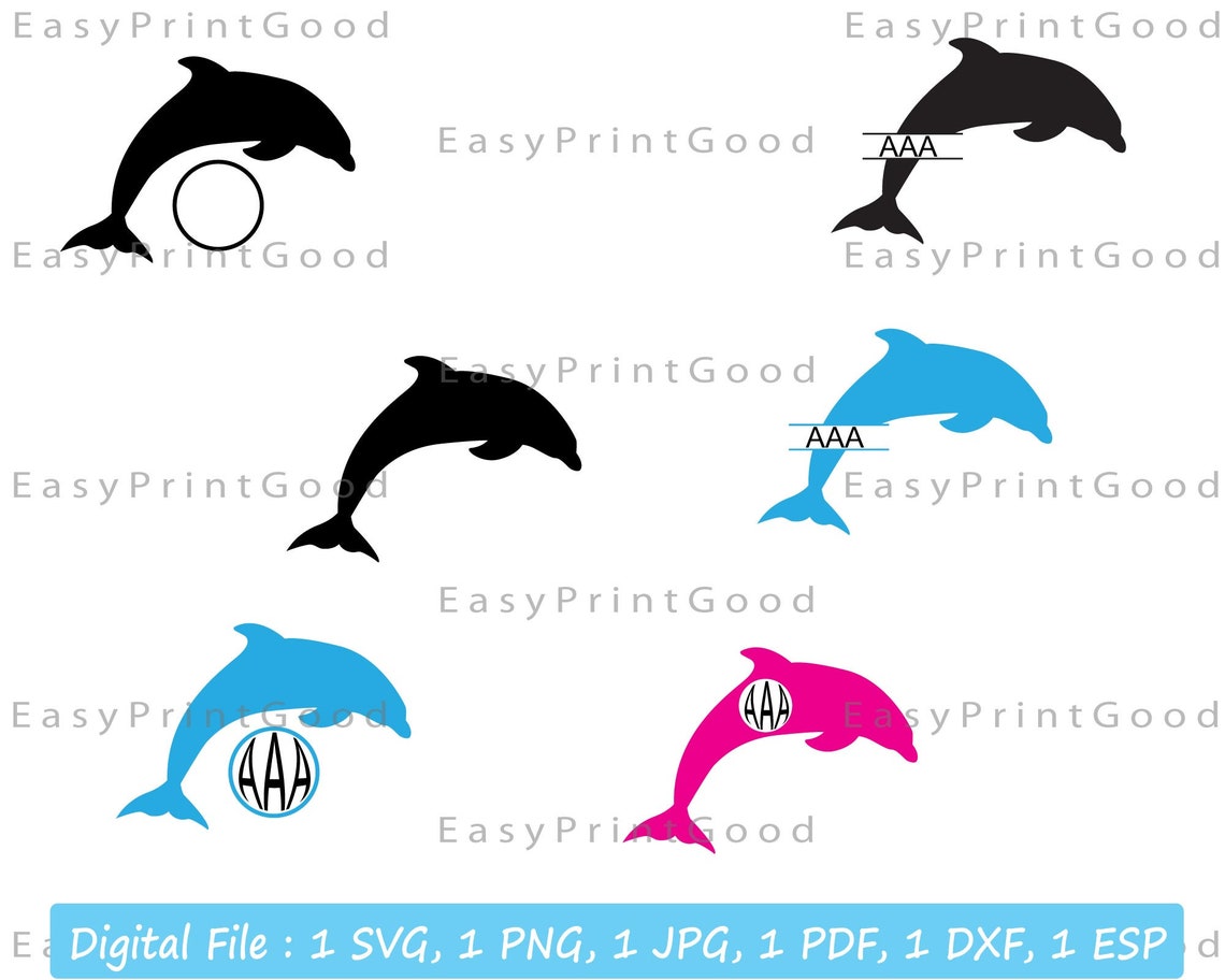 Dolphin SVG Bundle: Clipart, Monogram, Silhouette (digital Download) - Etsy