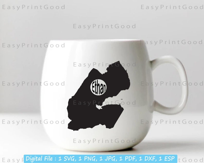 Djibouti Map SVG Bundle: Monogram Frame, Outline Cut File (digital ...