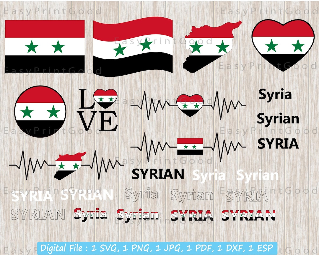 Syria National Flag Bundle Svg, Syria Flag, Syrian Heart Svg, Syrian ...