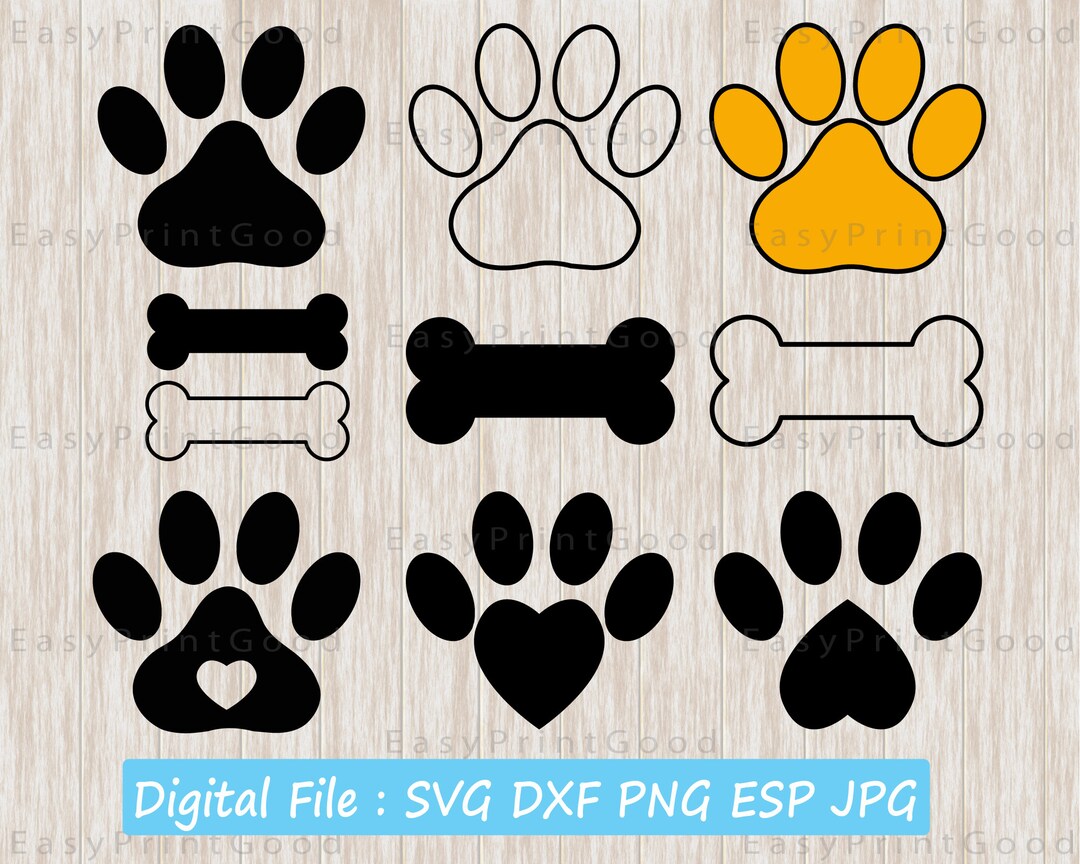 Paw Print Svg Dog Paw Svg Cat Paw Clipart Cut File for Silhouette Dog ...