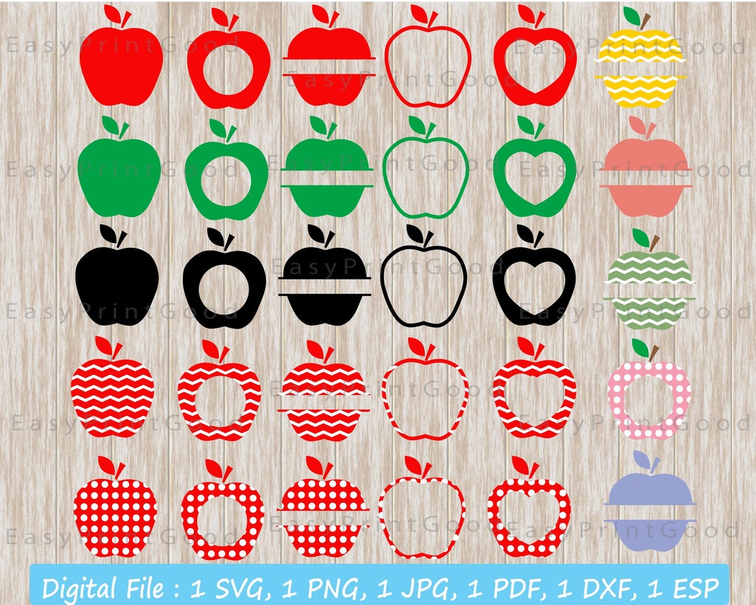 Apple SVG Bundle: Frames, Clipart, Monogram, Teacher Designs (digital ...