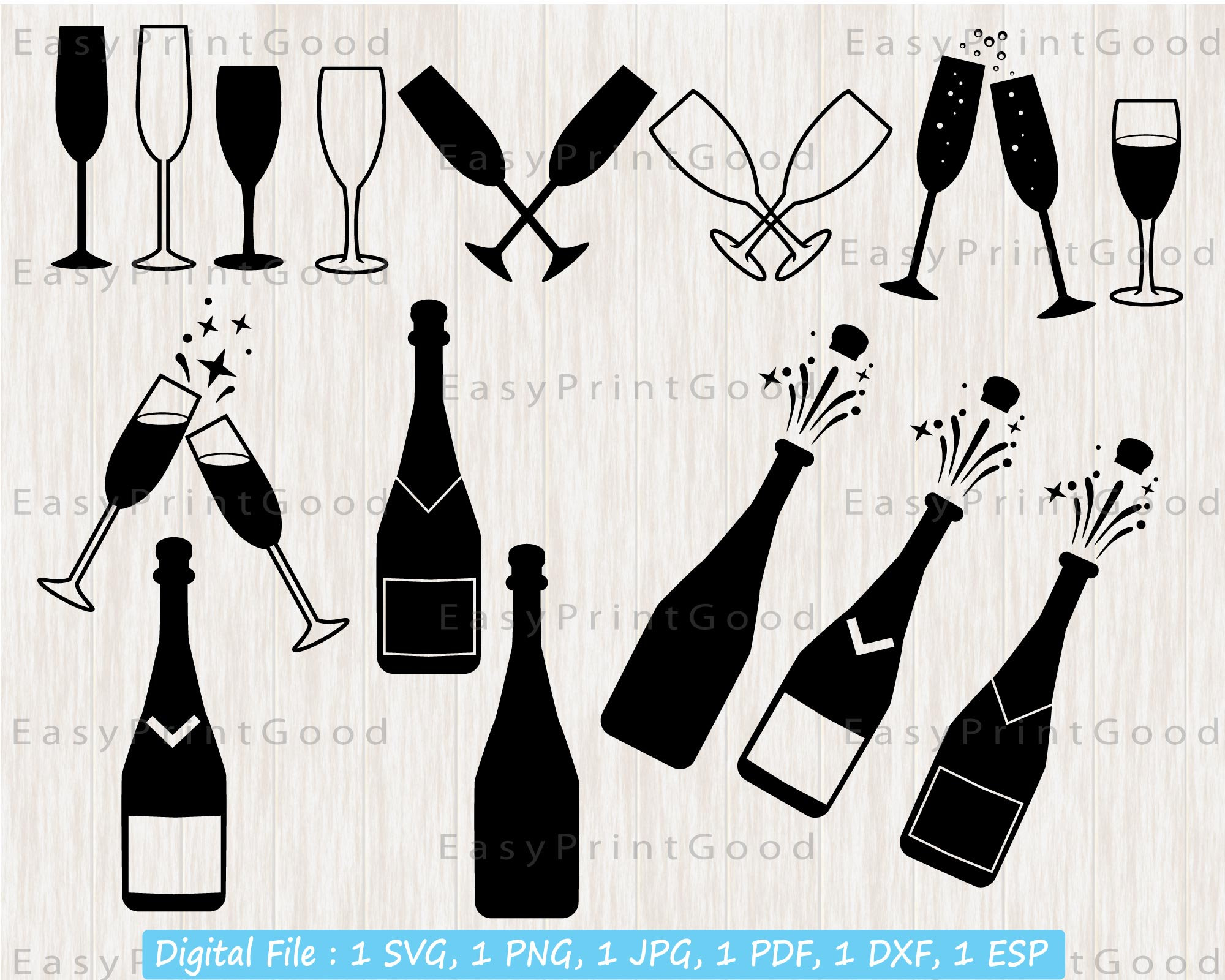 Champagne Svg Champagne Bottle Champagne Clipart Toast - Etsy Canada