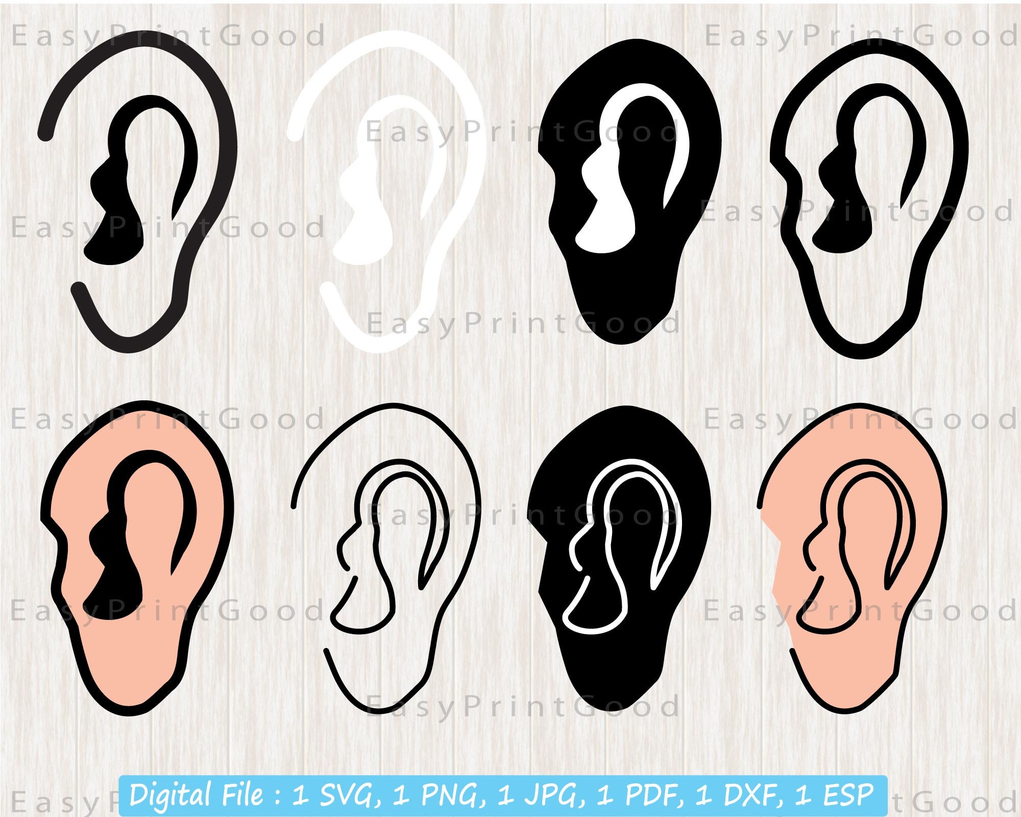 Human Ear Svg Ear Svg Human Ear Clipart Ear Clipart Ear - Etsy Canada