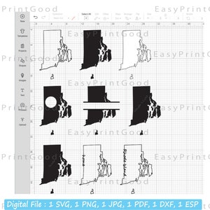 Rhode Island State SVG Bundle, Rhode Island Outline, Rhode Island Map ...