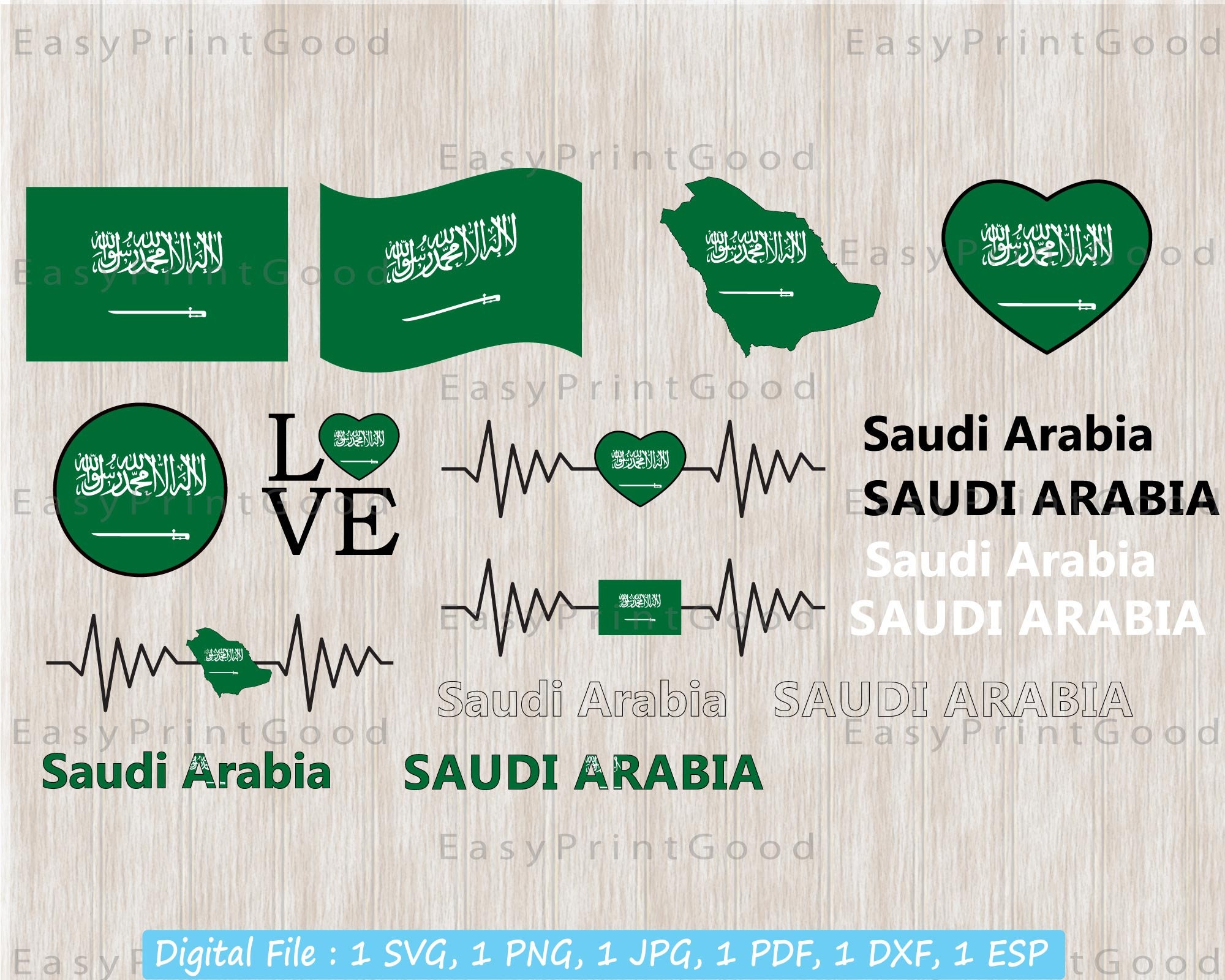 Saudi Arabia Flag Svg Bundle Saudi Arabia Nation Country - Etsy