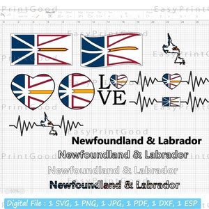 Newfoundland and Labrador Flag SVG Bundle: Canadian Province Banner ...