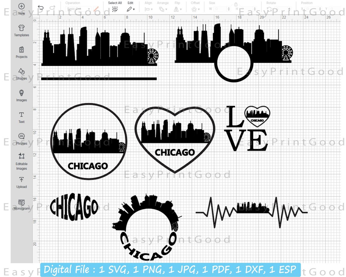 Chicago Frame Svg Bundle Chicago Svg Illinois Skyline - Etsy