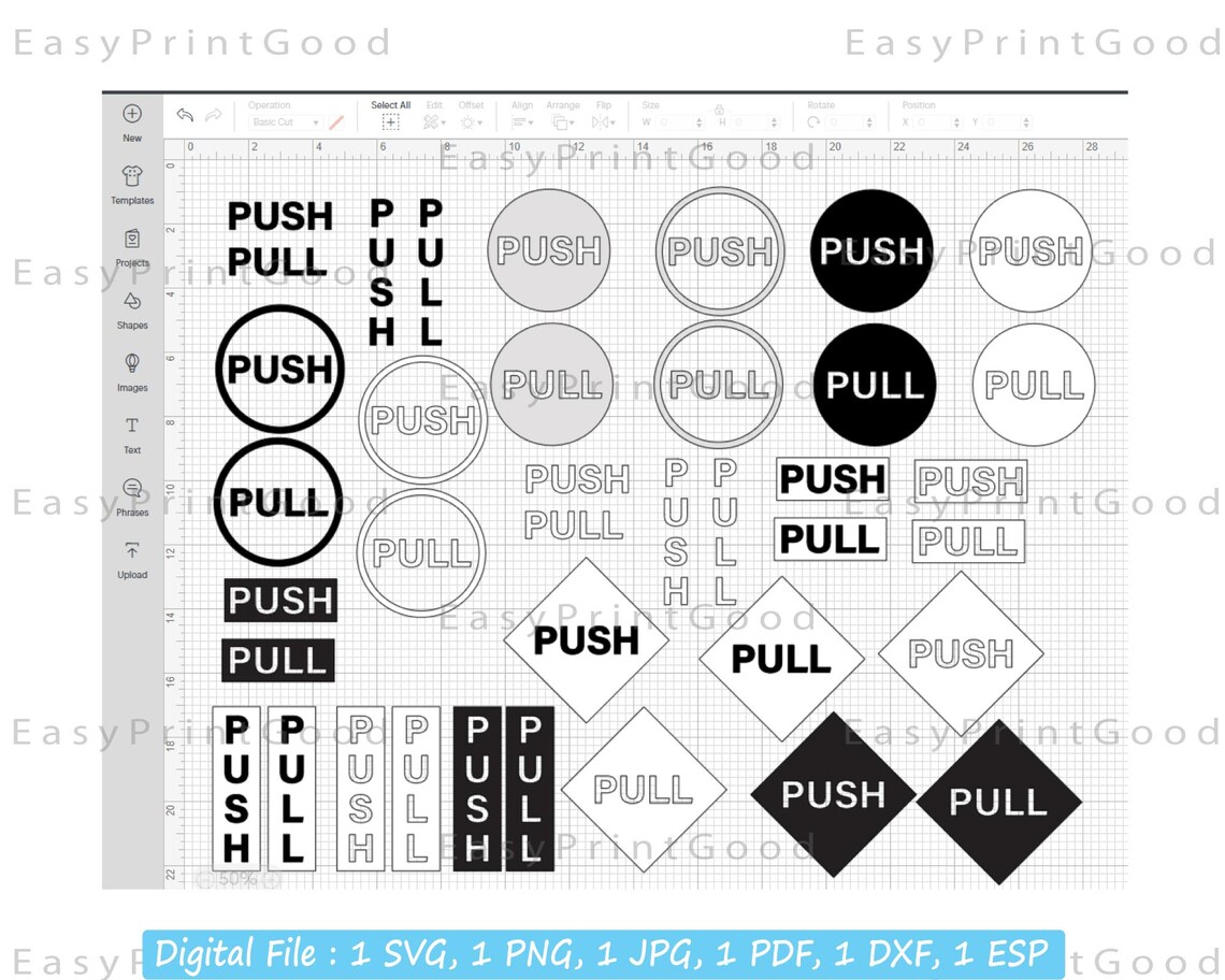 Push Pull Door Sign Set Svg Push Pull Vertical Door Push | Etsy