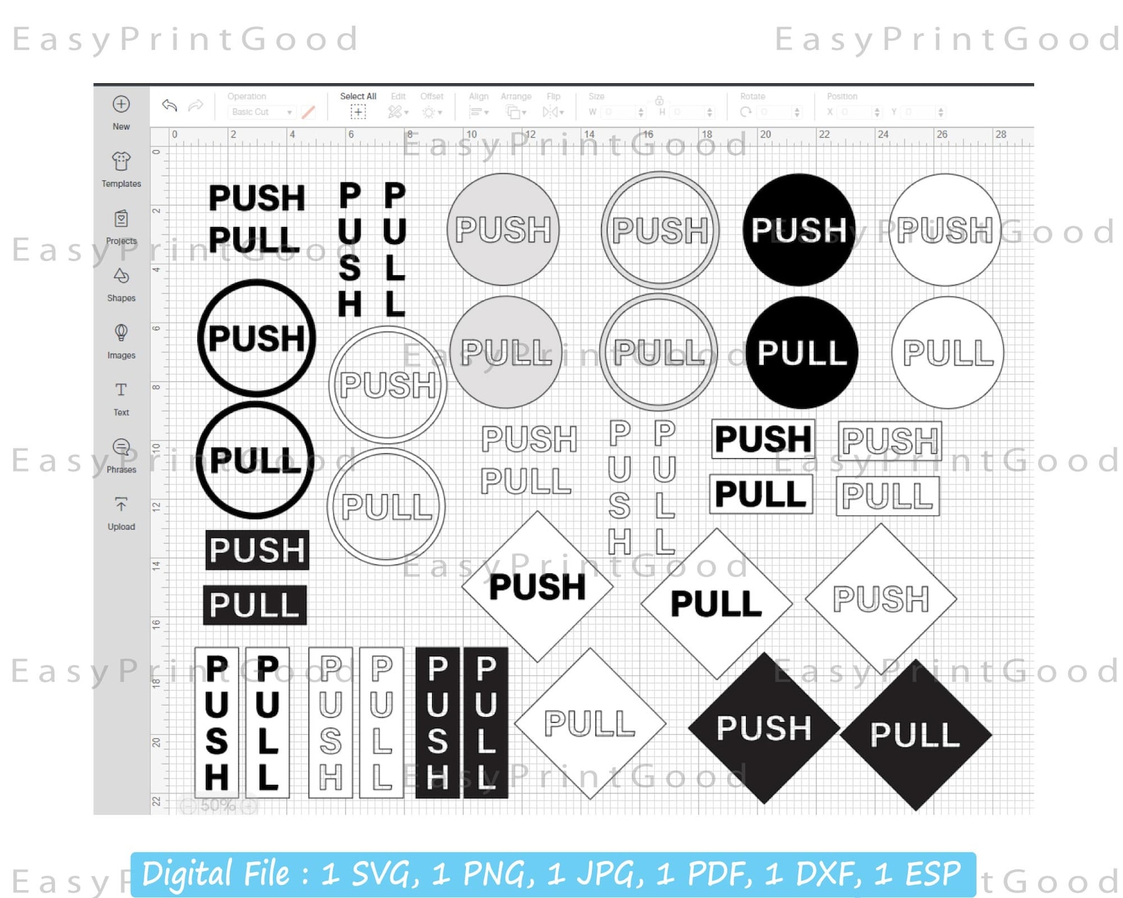 Push Pull Door Sign Set Svg Push Pull Vertical Door Push | Etsy