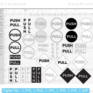 Push Pull Door Sign Set Svg, Push Pull Vertical Door, Push Pull ...