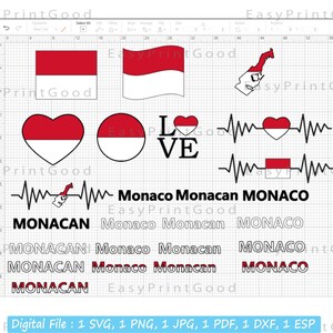 Monaco Flag Bundle Svg, Monaco National Flag Svg, Monacan Love, Waving ...
