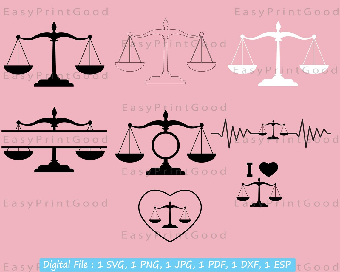 Justice Scales SVG Bundle: Lawyer Monogram, Law Cut File (digital ...