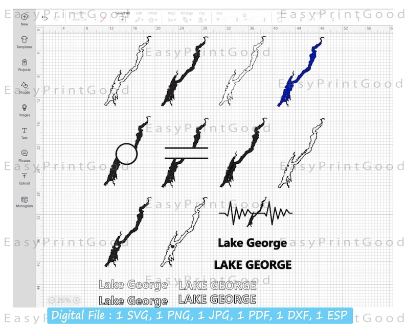 Lake George Svg Bundle Lake George New York Map Outline Svg - Etsy