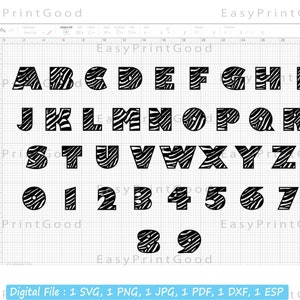 Zebra Font Svg, Patterned Alphabet Svg, Letters, Zebra Alphabet, Zebra ...