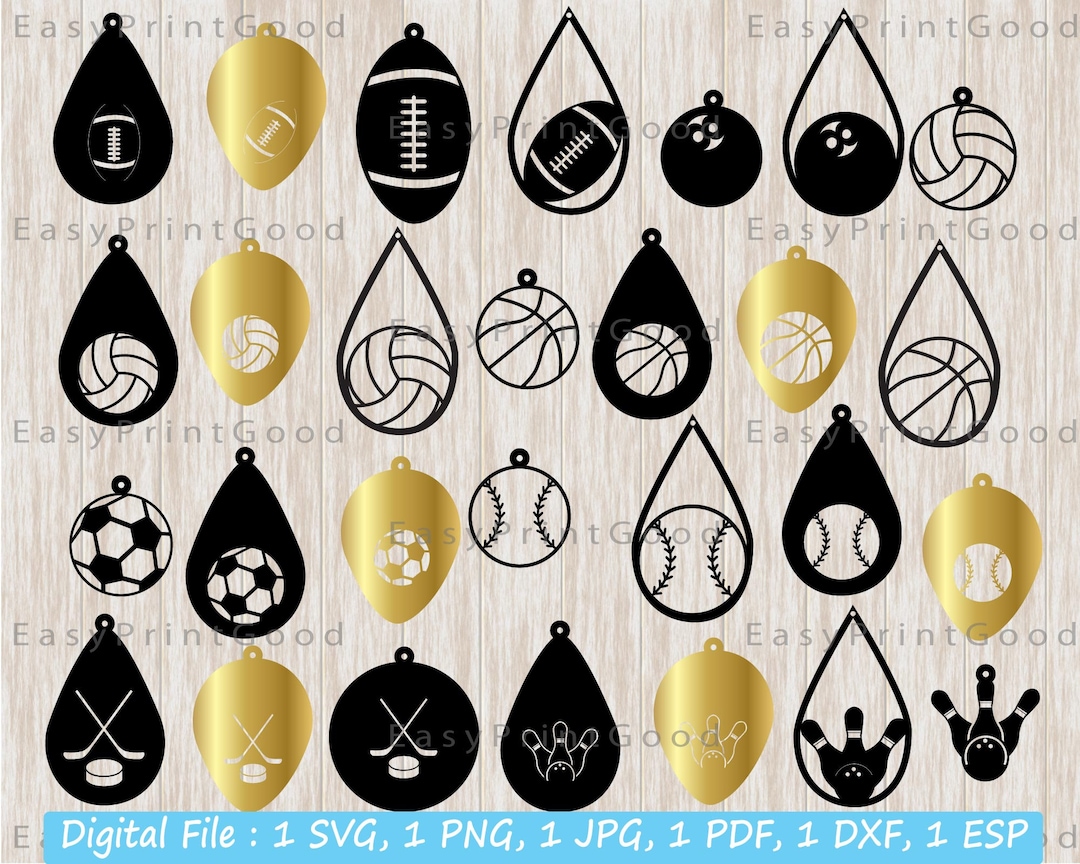 Sports Balls SVG Earring Bundle: Soccer, Football, Tennis (cut File) - Etsy