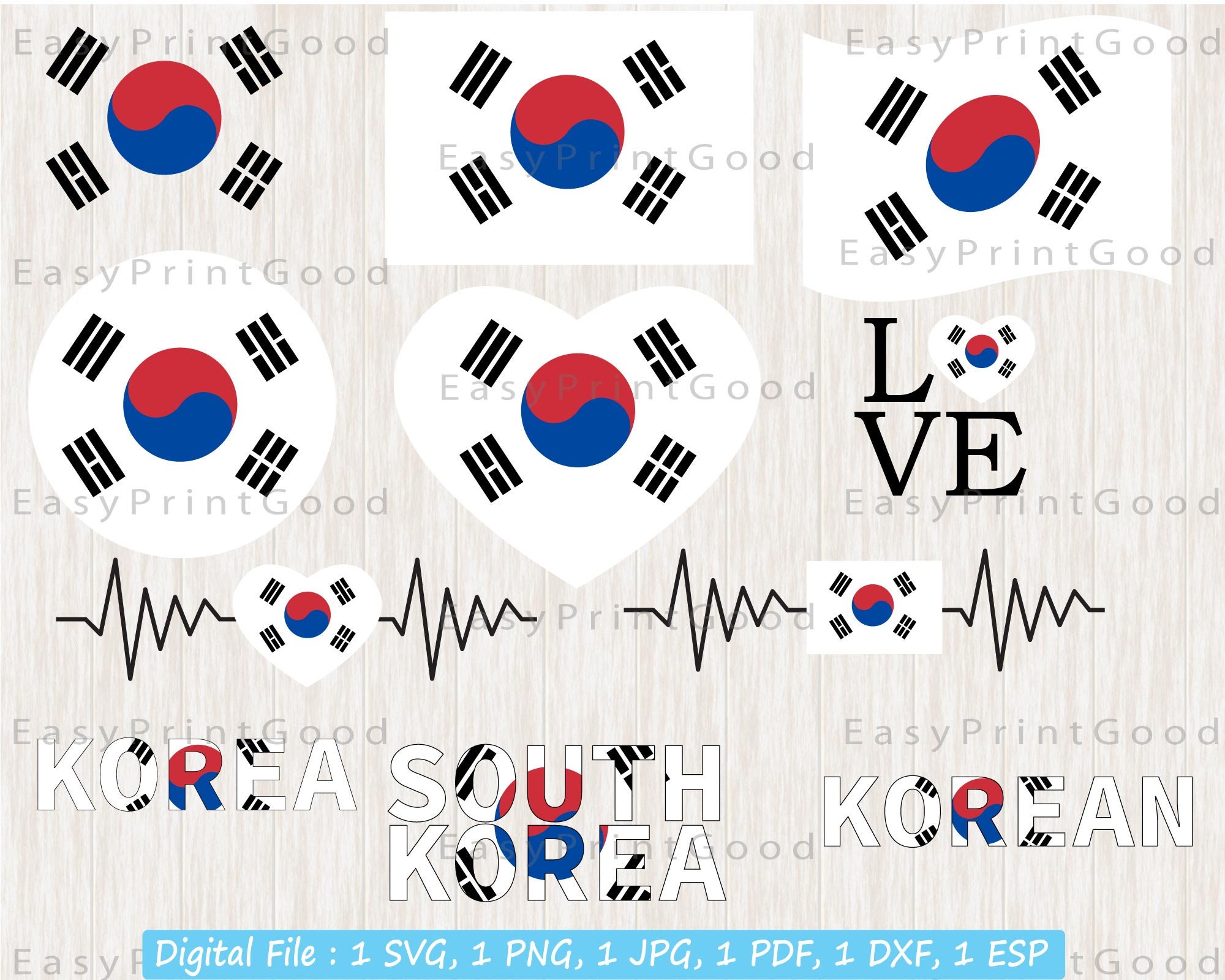 Corea del Sur SVG Bandera Nacional País nación coreana SVG | Etsy