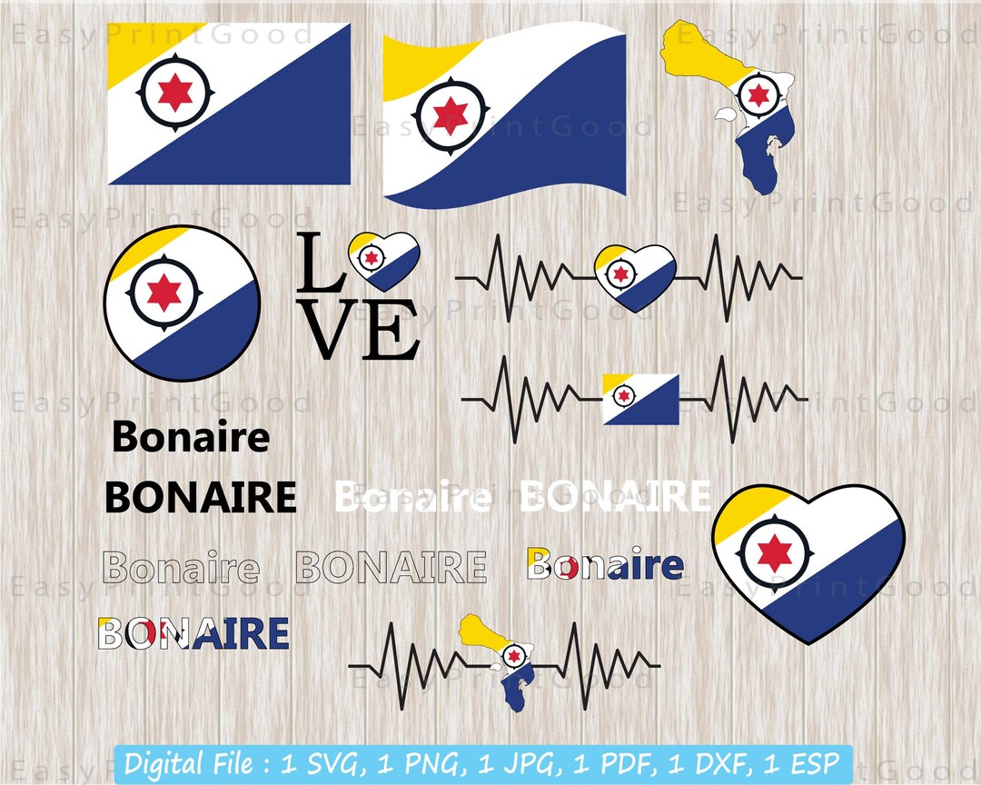 Bonaire Flag SVG Bundle: Map, Heart, Love Clipart (digital Download) - Etsy