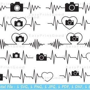 Camera Heartbeat Svg, Heartbeat Svg, Camera Svg Cut File, Photography ...