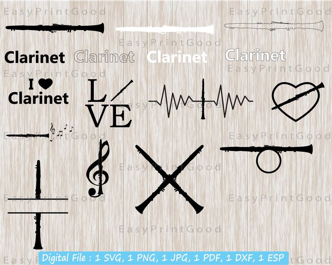 Clarinet Bundle Svg, Clarinet Clipart, Band, Jazz, Clarinet Frame ...