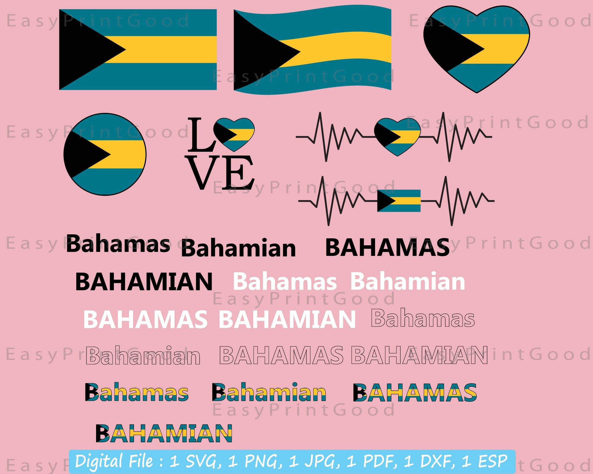 Bahamas Flag SVG Bundle: National Banner Cut File (digital Download) - Etsy