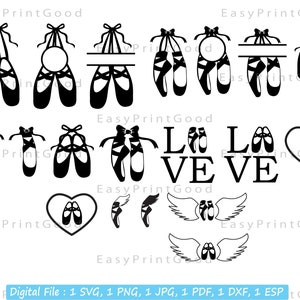Ballet Shoes Svg Bundle, Ballet Slippers, Monogram Ballet Shoes Svg ...